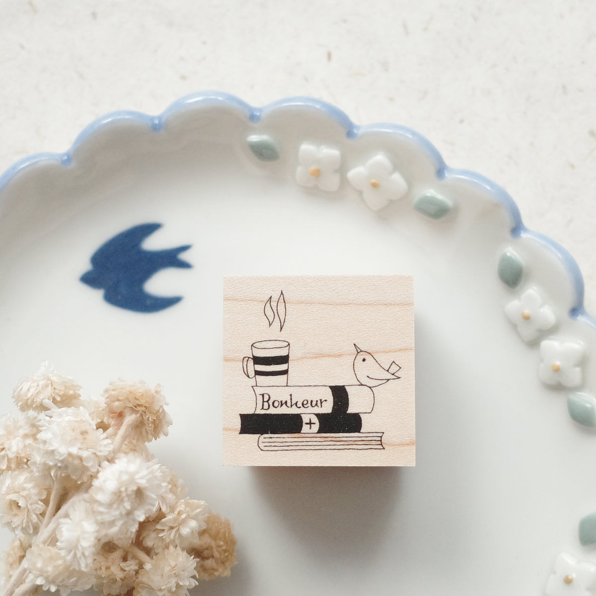 Donna & Bambina rubber stamp - Book and bird – petit zakkaya